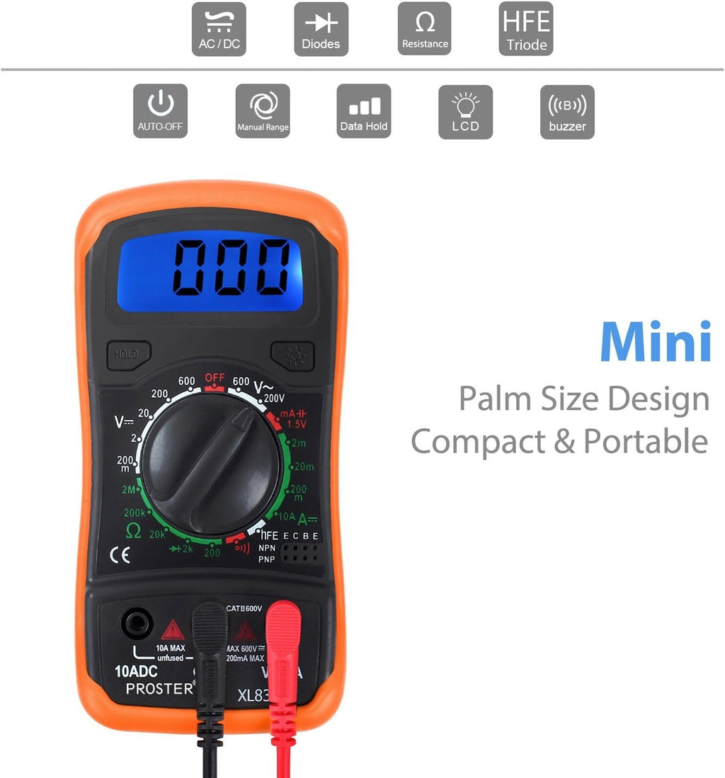 Digital Multimeter Voltmeter Battery Tester Voltage Tester Continuity
