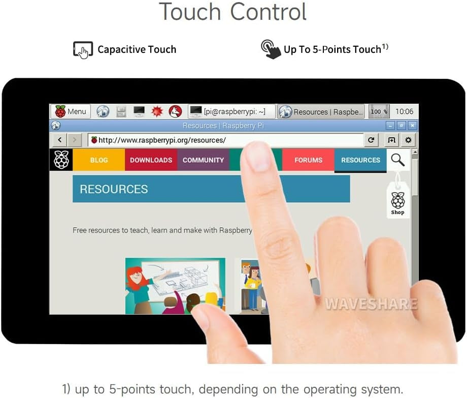 Waveshare 7 Inch Screen Capacitive Touch Display Raspberry Pi 5 4B Ras